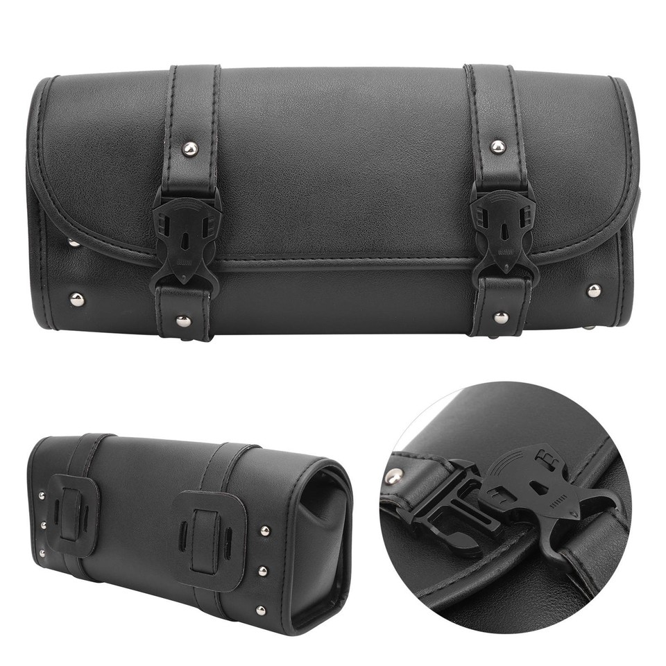 PU Leather Tool Storage Bag Front Rear Organizer Saddlebag Universal ...