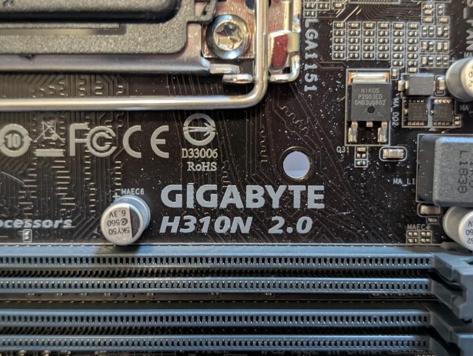 Gigabyte H310N 2.0 ITX 9th Gen Mother Board DDR4 Socket 1151 w/ IO ...