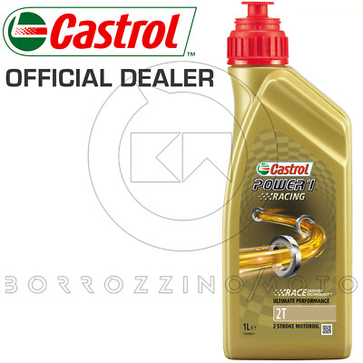 1L OLIO MISCELA MOTORE MOTO CASTROL POWER 1 RACING 2 TEMPI 100% ...