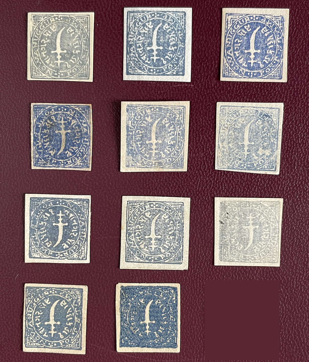 INDIA INDIAN NAWANAGAR STATE 1 DOC BLUE SLATE 11 STAMPS LOT -SELLING ...