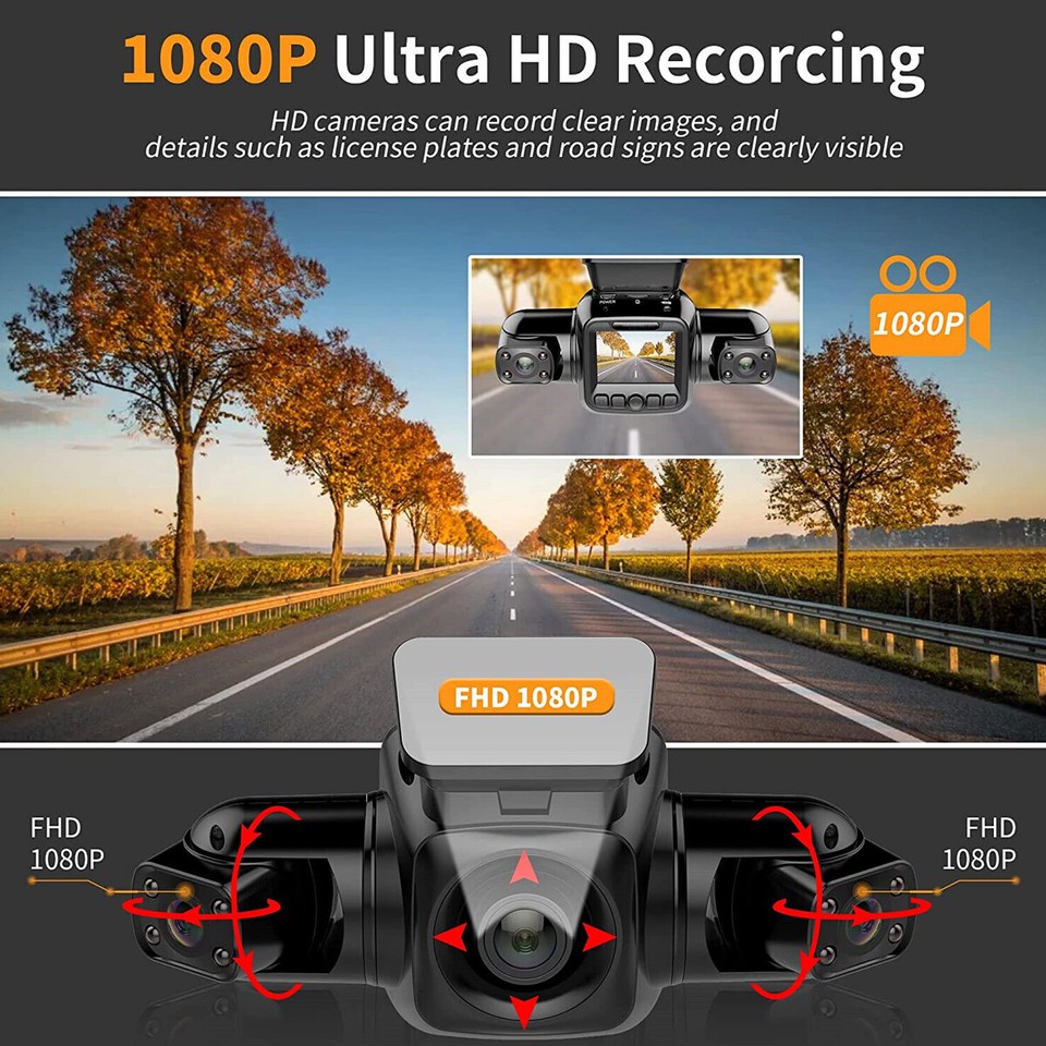 360°WiFi Dash Cam Recorder 4 Channel 1080P Car Camera DVR Vehicle Video ...