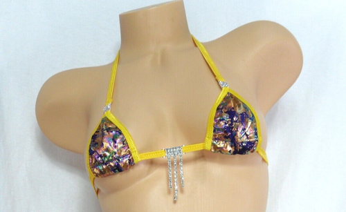 Mini Micro G-String Bikini w/Bling-Purple, Gold and Teal Iridescent Oil Slick | eBay