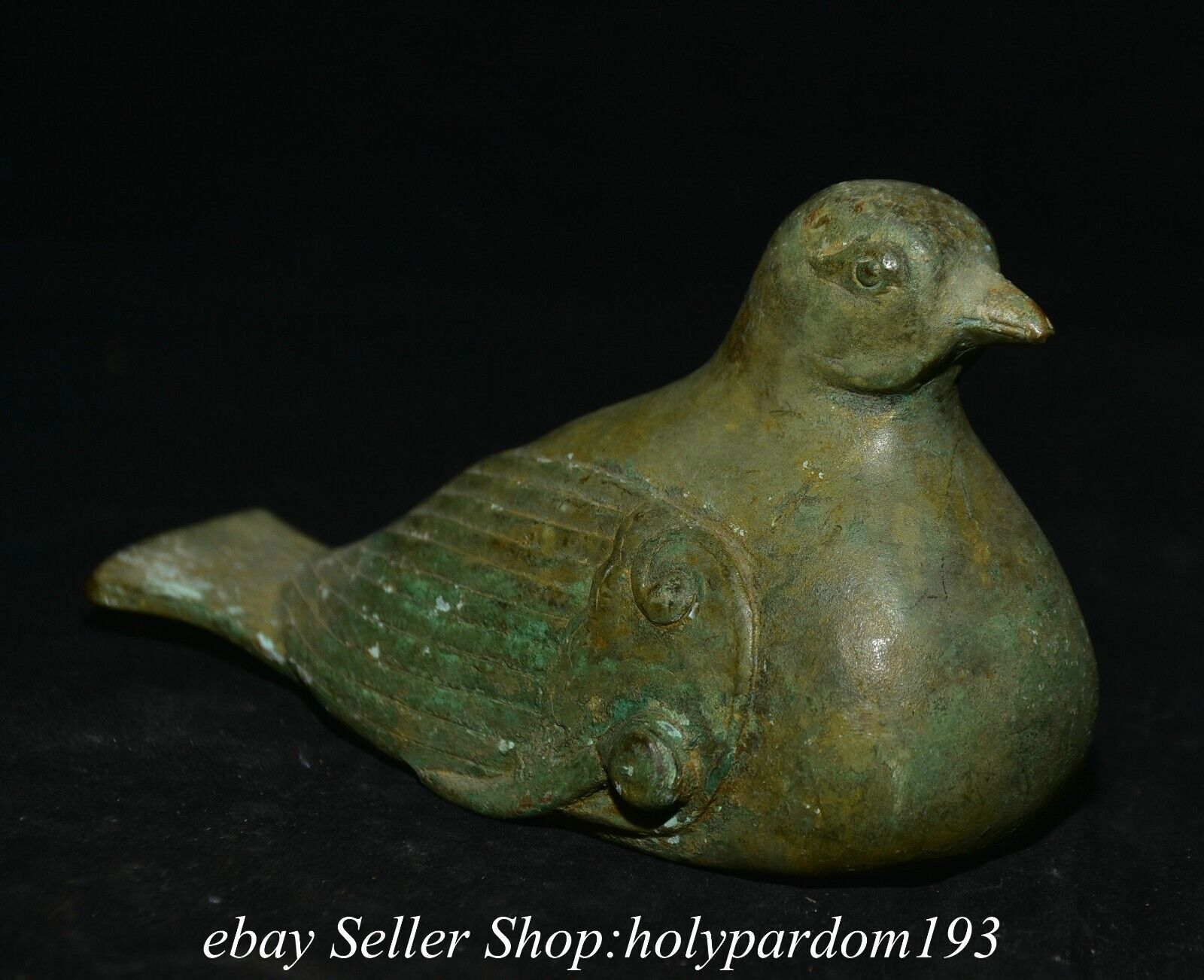 4.8" Old Chinese Shang Dynasty Bronze ware Bird Beast Statue Sculpture ...