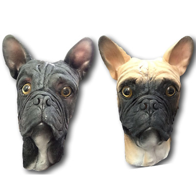 French Bulldog Mask Full Head Deluxe Latex Dog Animal Masks Fancy Dress ...