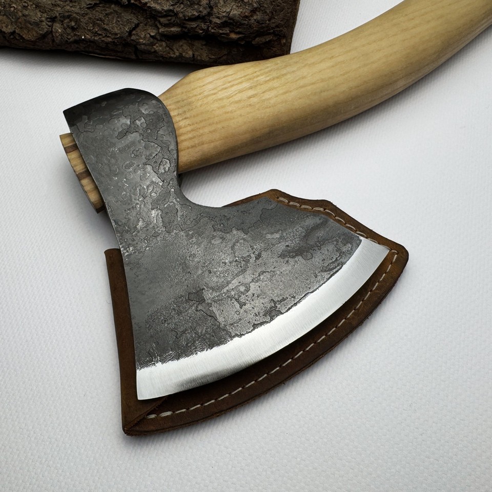 Hand-Forged Wood Carving Axe – 52100 Steel, Ash Handle, Spoon Carving ...