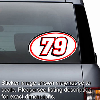 79 Number - Jersey Racing Sport Red - Window Bumper Sticker | eBay
