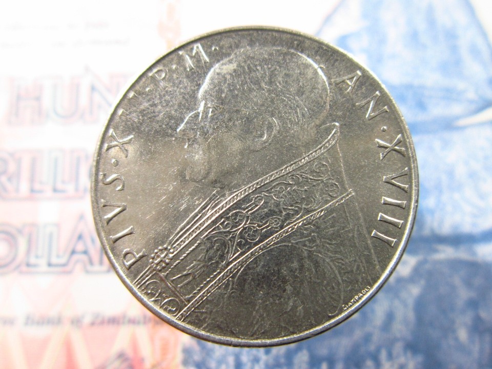 Vatican City 100 Lire 1956 Pope Pius XII World Coin h7008 | eBay