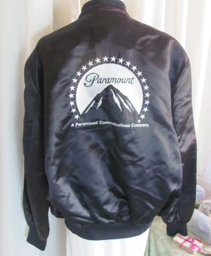 Paramount Studios Black Satin Coat Jacket Size Large Vintage Movie ...