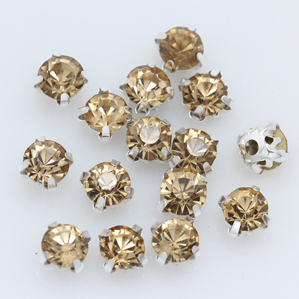 1440pcs 4mm Round Glass Crystal Rhinestone Sew on Silver Bottom Beads ...