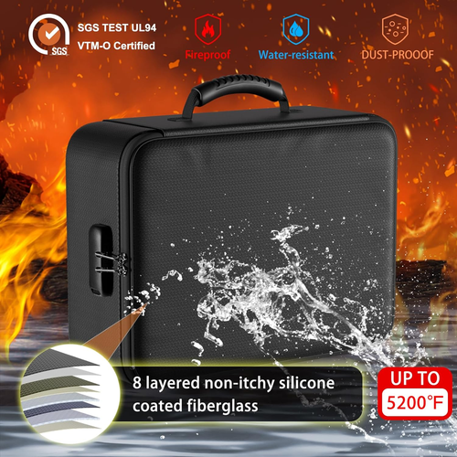 Fire Proof Money Bag Cash Fireproof Document Safe Pouch Waterproof Case ...