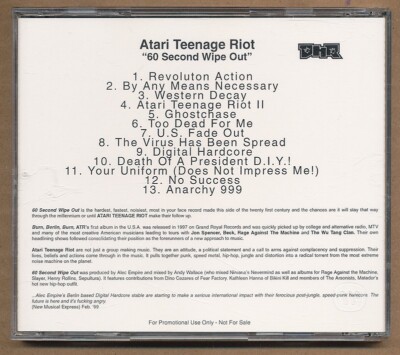 Atari Teenage Riot - 60 Second Wipe Out RARE promo advance CD '99 | eBay