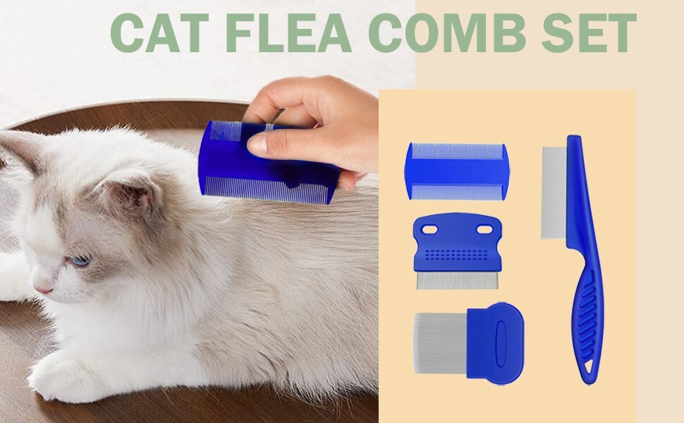 Flea Comb for Cat Dog 4 PCS Flea Removal Lice Combs Fine Tooth Comb ...