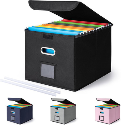 Collapsible File Storage Box Letter Size with Lid Hanging Folder ...