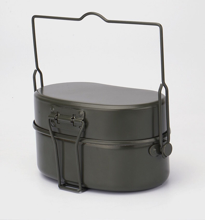 1900ml German Military Mess Tin Repro Black Nonstick Aluminum 2 Layer ...