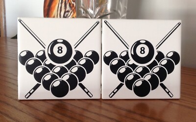 Billiards (pool) ceramic tile coaster (set of 2) | eBay