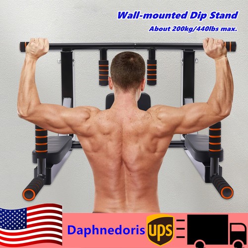 Home Pull Up Bar Wall Mounted Raise Dip Station Vertical Knee Exercise ...