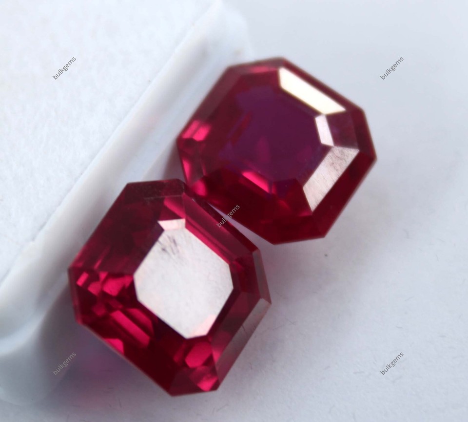 Natural 20 Ct Ruby Red Square Cut CERTIFIED Loose Gemstone AA+ Pair | eBay