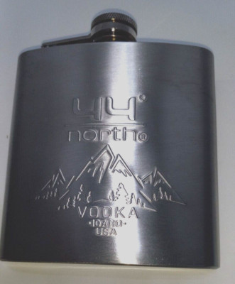 44 North~Flask~6 oz.~Stainless Steel~Hip Drinking~Vodka~Idaho USA~Mt ...