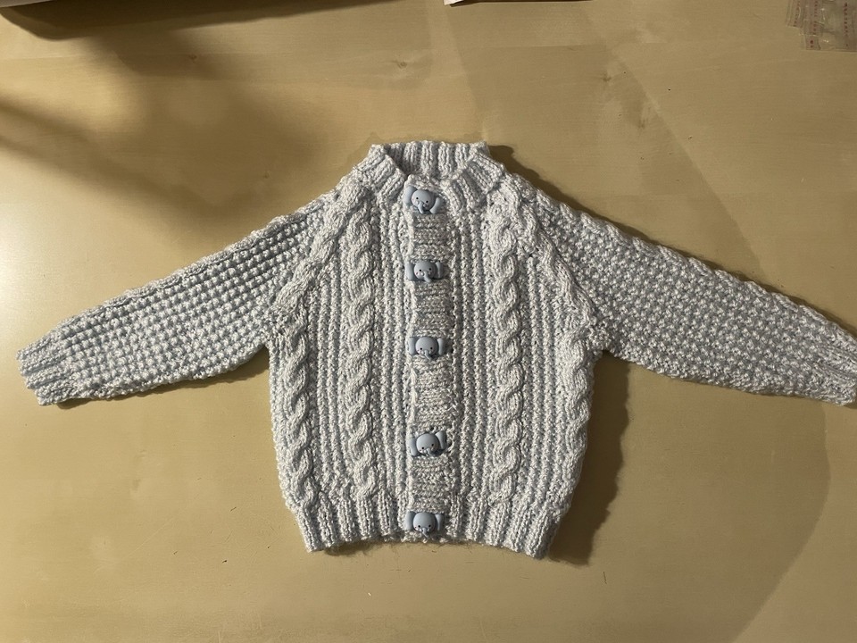 Hand Knitted Pale Blue Cardigan 0-6 Months (Brand New!) | eBay UK