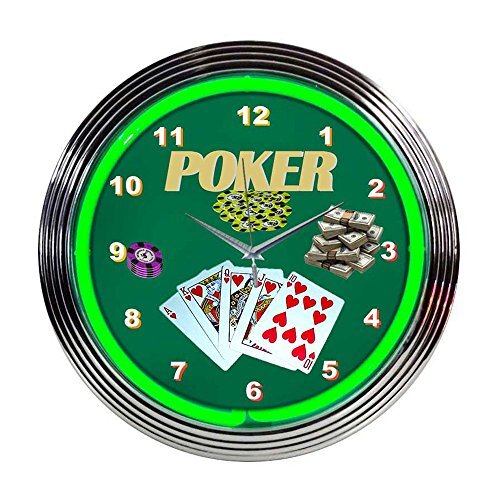 Neonetics 8POKER Poker Green Neon Clock 15 Width x 15 Height x 3 Depth ...