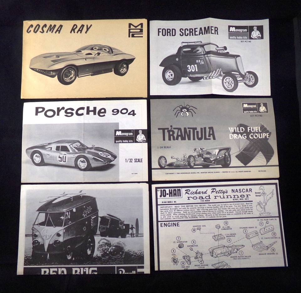 Vintage Model Car Junkyard lot instruction MANUALS AMT Monogram MPC ...