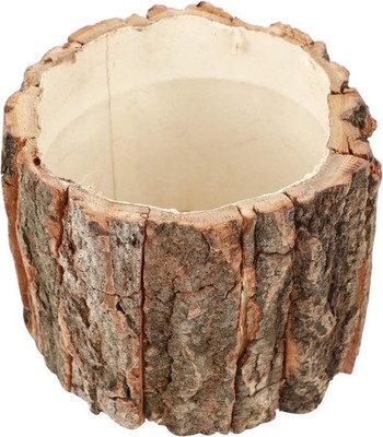 Rustic Wooden Bark Flower Pot Set of 2 Durable Planters Brown Vases 35% ...