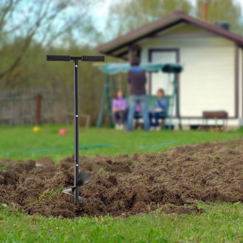 Manual Post Hole Digger, 6'' Spiral Drill Bit, Non-Slip Handle ...