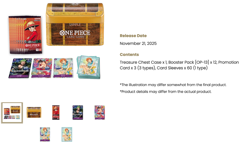 One Piece Treasure Chest Vol.1 TC01 OP-13 Packs, Promo Cards & Sleeves ...