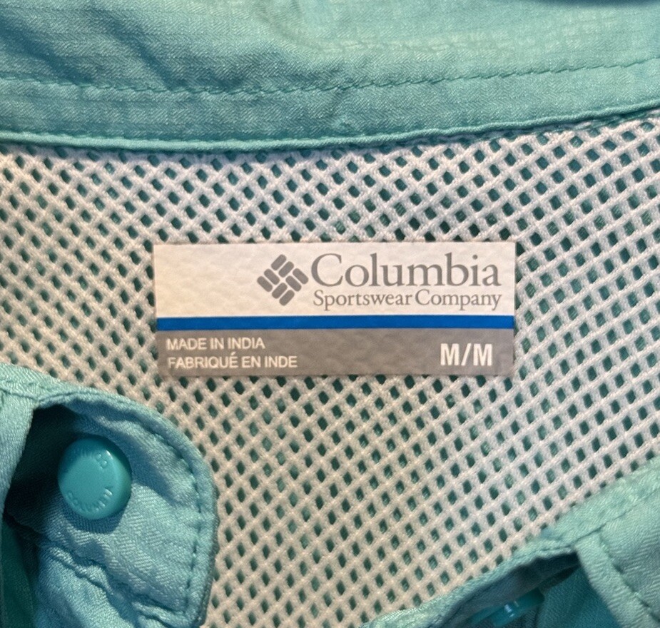 Columbia Women's Size M PFG Sleeveless Shirt Teal Button Down | eBay