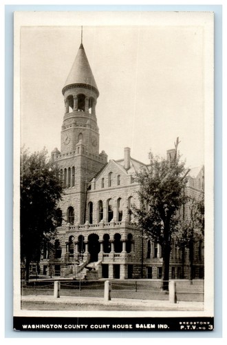c1910's Washington County Court House Salem Indiana IN RPPC Photo ...
