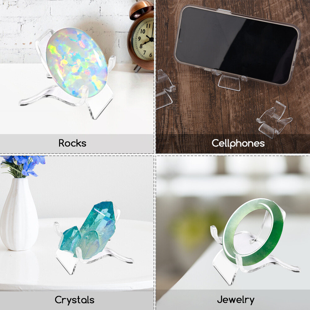 Easel Fossils Mineral Rock Agate Plate Clear Holder Wedding Display ...