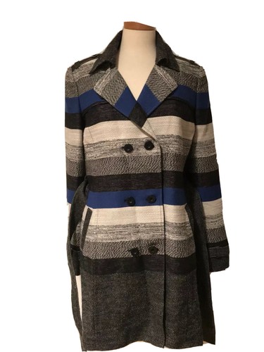 CLASSIQUES ENTIER WOOL BLEND BLUE GRAY TRENCH COAT JACKET SIZE M MINT ...