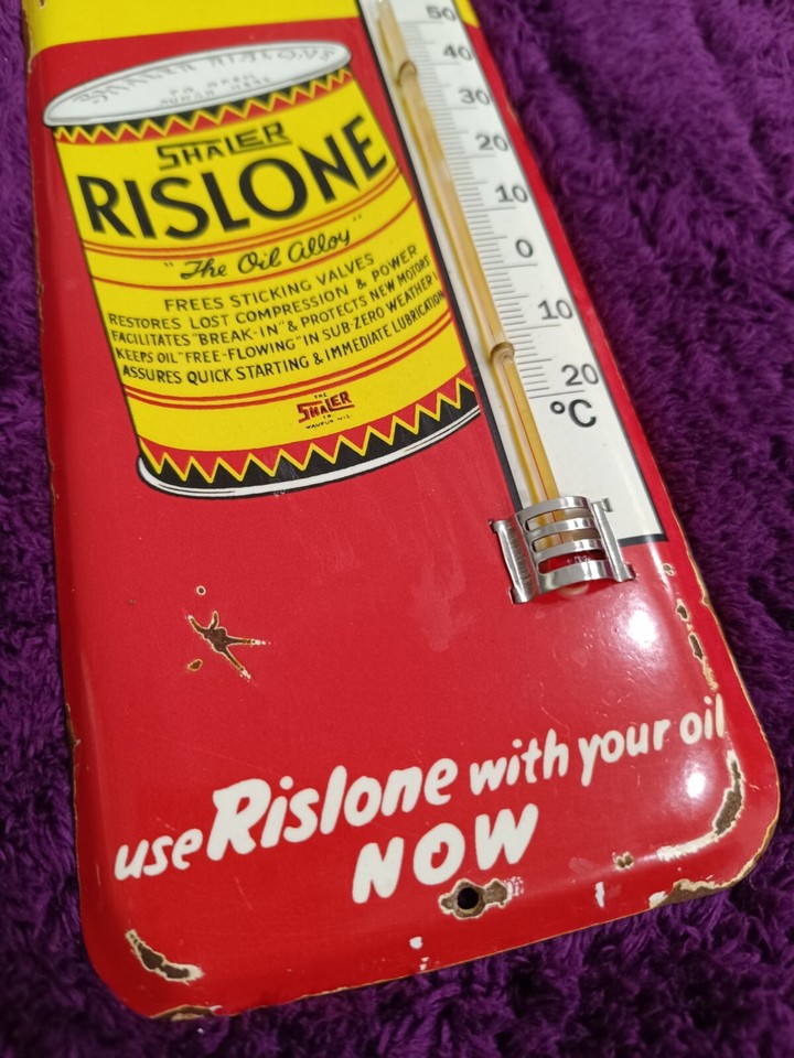 Vintage Rislone Oil Advertising Thermometer merchandise Sign Non ...
