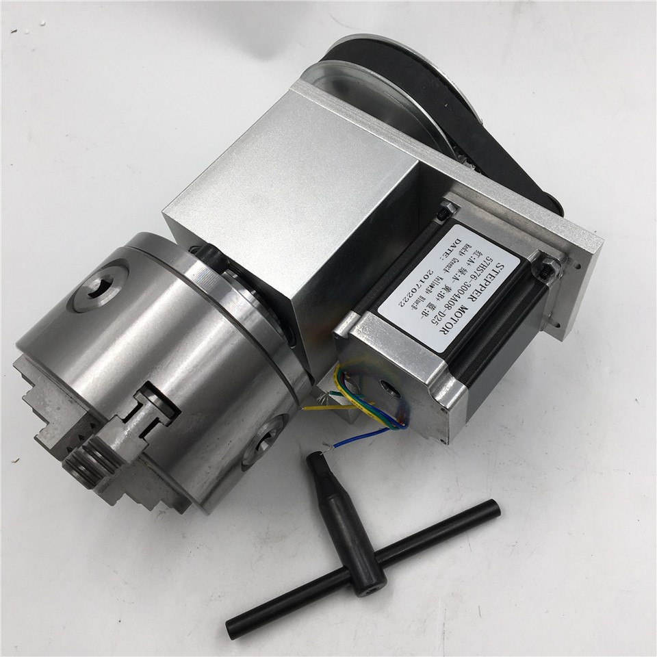 Rotational Axis 4th A Axis Hollow Shaft Rotary Axis 3Jaw 100mm Chuck ...