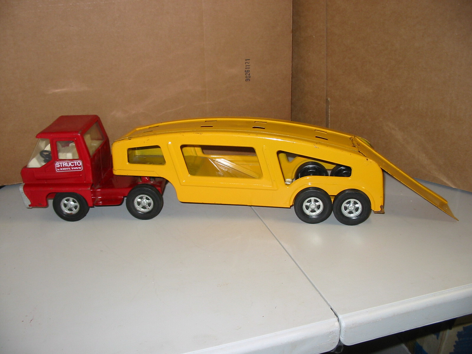 Structo by Ertl Car Hauler Semi Truck Red Yellow w/ Ramp | eBay
