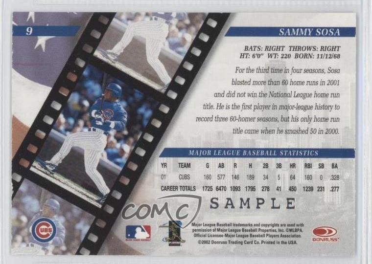 2002 Donruss Studio Sample Sammy Sosa #9 | eBay