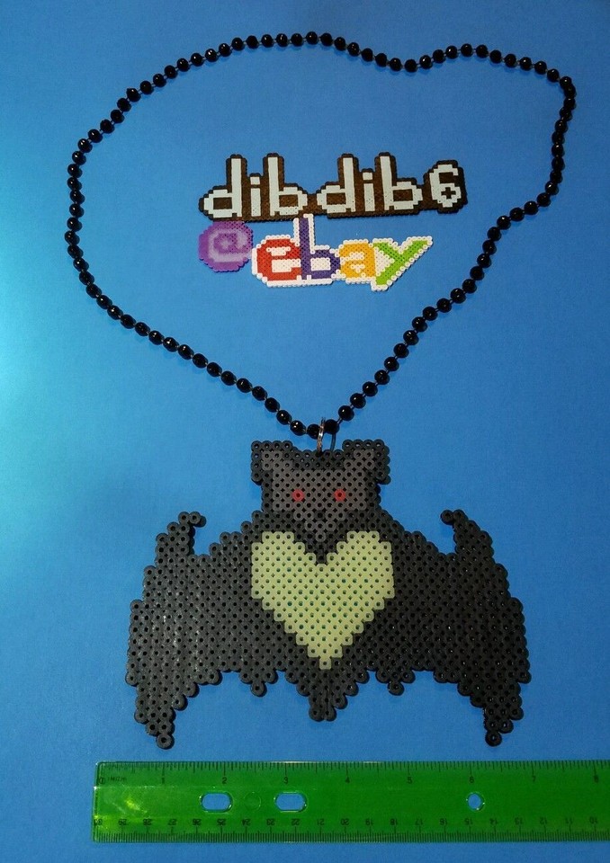 Bat vampire necklace kandi rave perler edm edc PLUR hama art bead ...