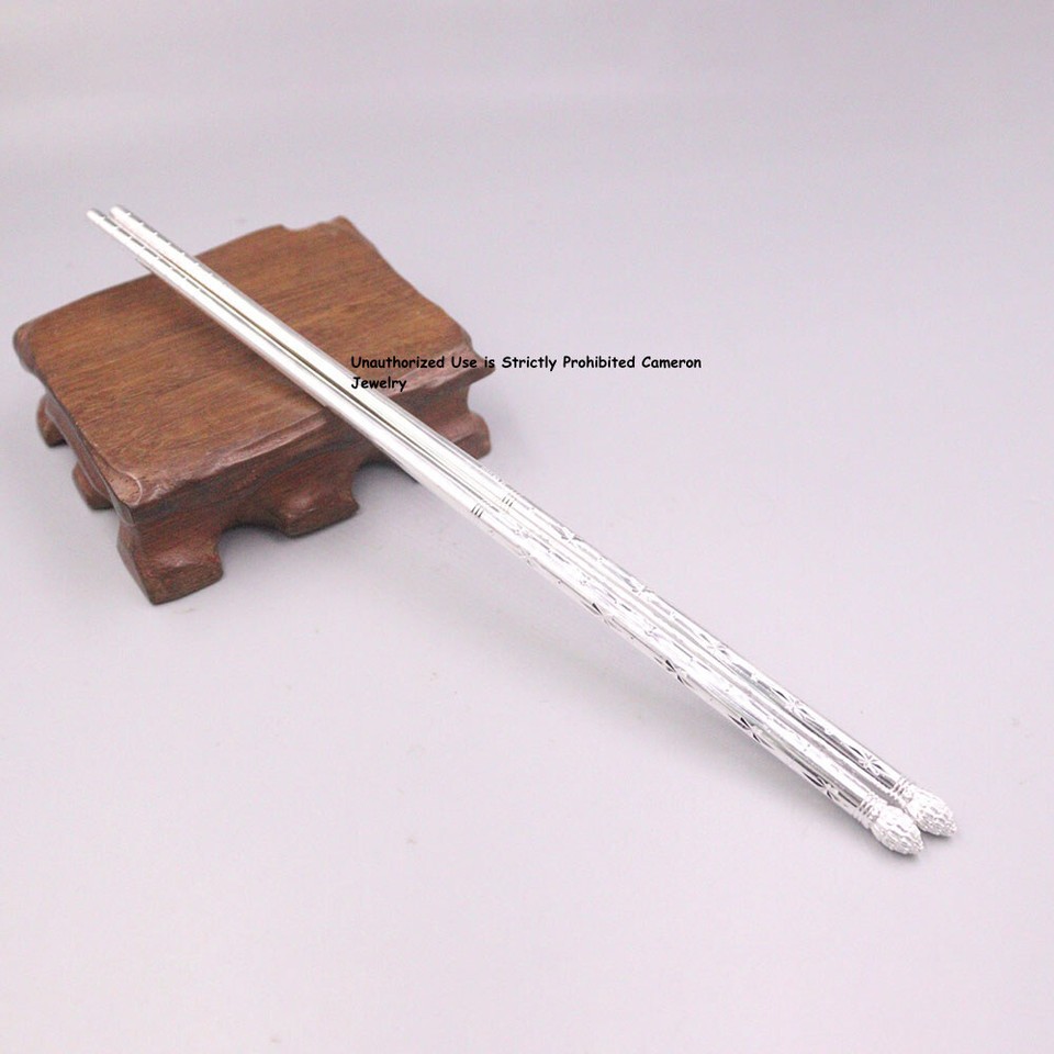 Pure Solid S999 Fine Silver Chopsticks Home Tableware Full Star ...