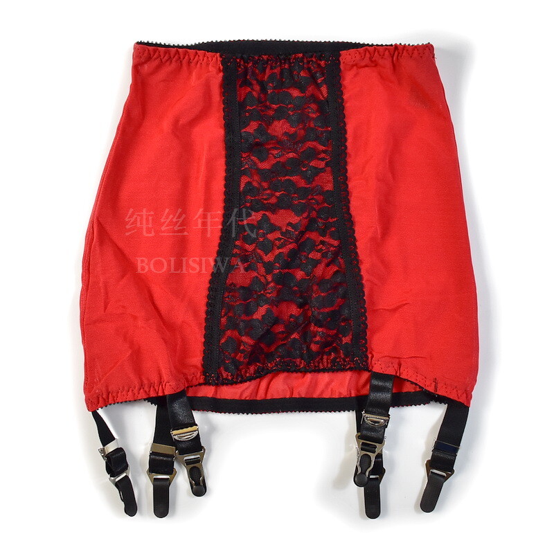 (S-XXXL) Sheer Mesh VTG high-waist girdle metals Garter Belt 6 Straps ...