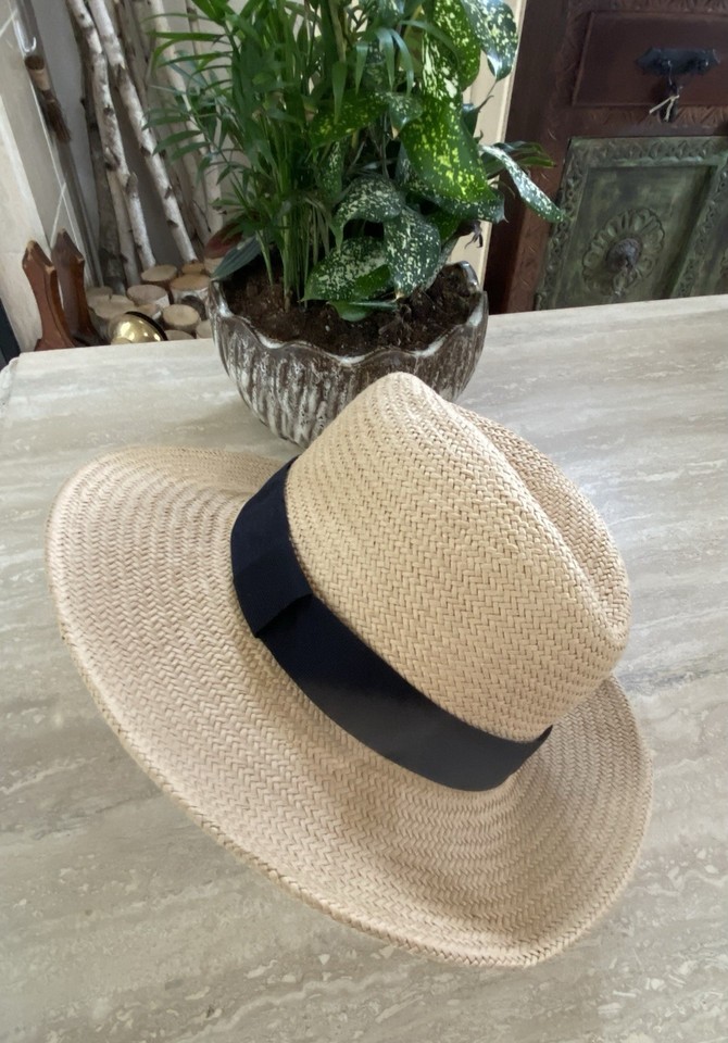 Women Wide Brim Straw Panama Roll up Hat Fedora Beach Sun Hat Sunblock ...