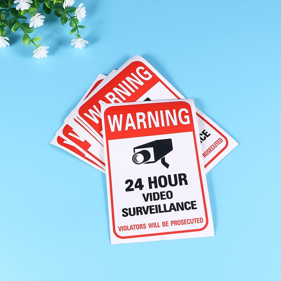 20 Pcs Alarm Notification Sticker Security Alert Sign Monitoring Safety ...