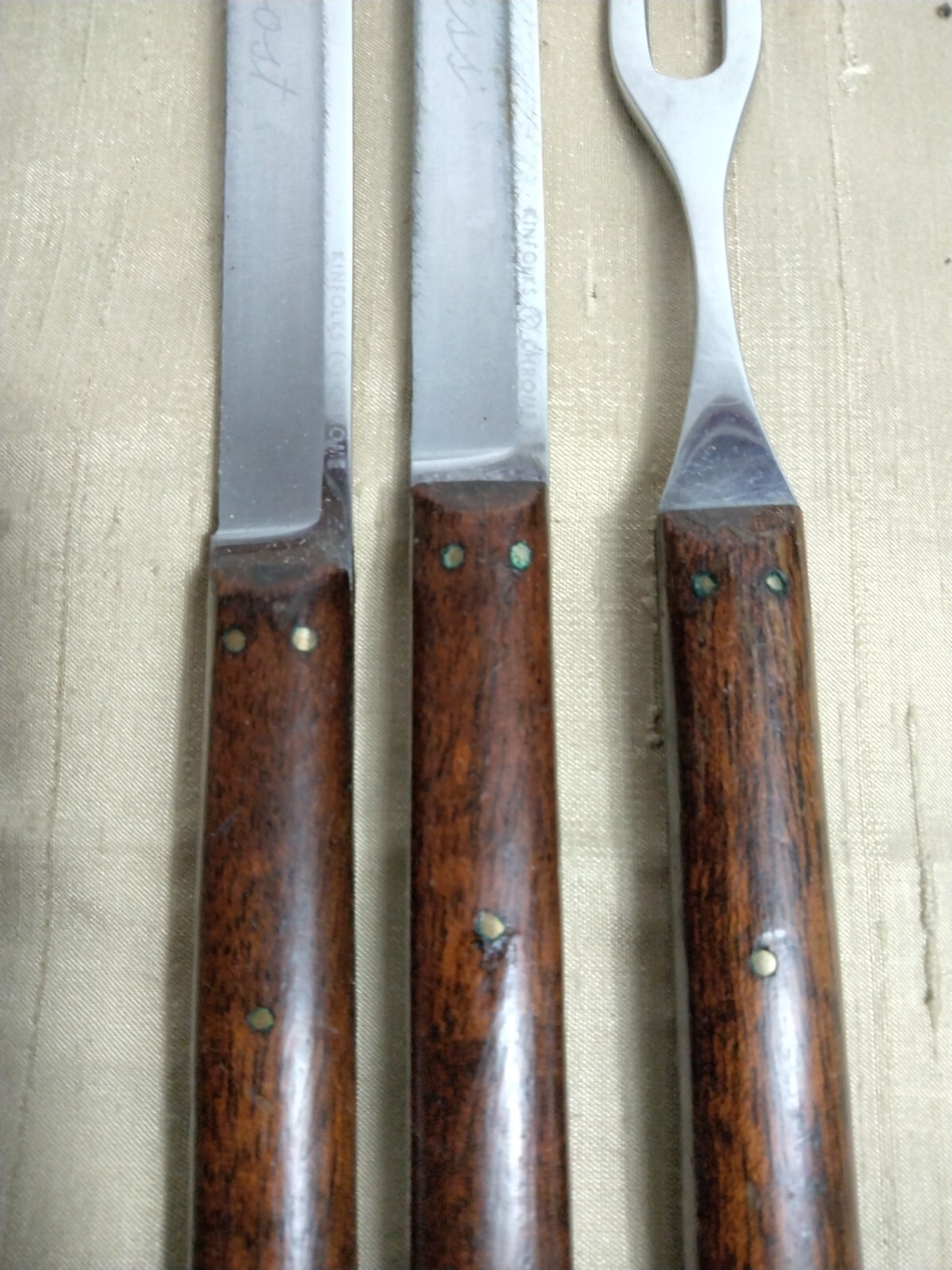 Scarce MCM Kinfolks Case Knives 3 Pc Carving Set w Wood Holder ...