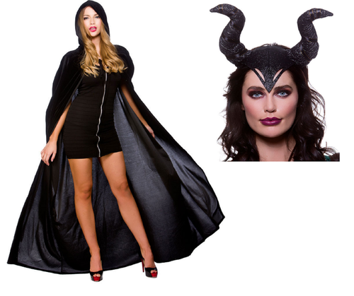 Adult Ladies Evil Witch Halloween Fancy Dress Costume Black Cape ...