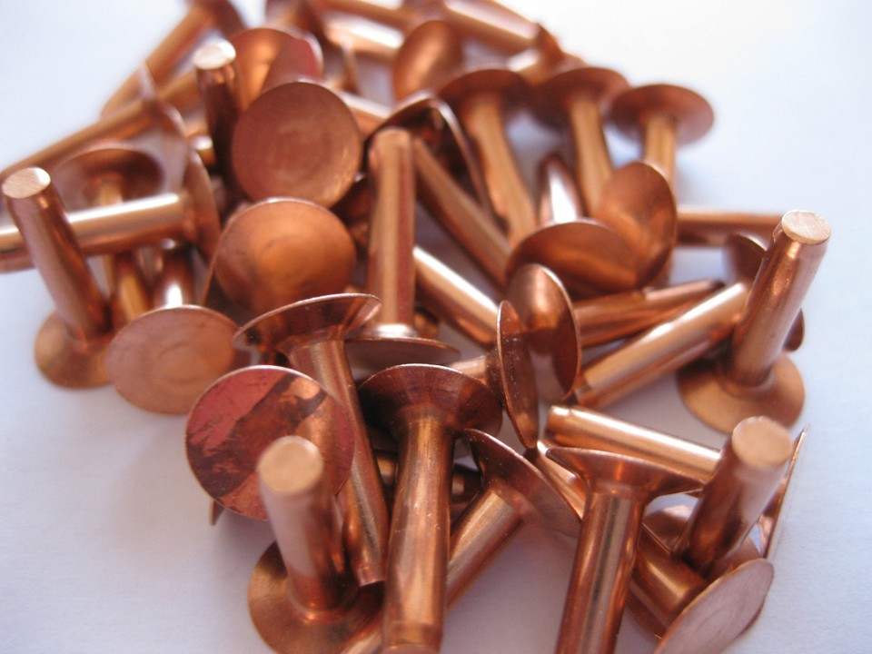 Copper saddlers rivets 10 Gauge x 1/2 with washers leather belt bag ...