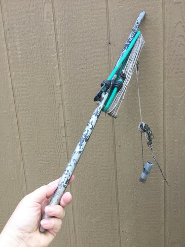 Trot Fishing Line Rig Outfit Home Made Vintage 30" Pole Brass Snaps ...