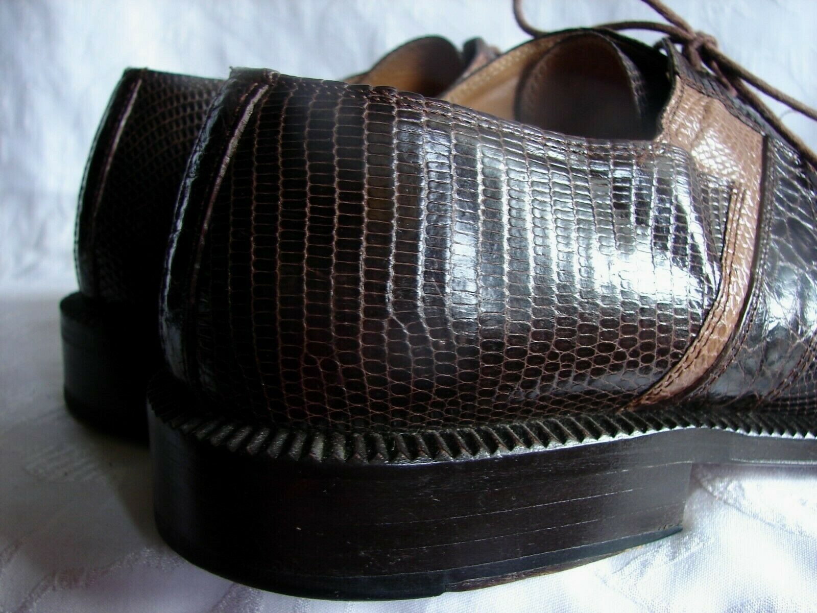David Eden Men’s Brown Exotic Lizard Crocodile Lace Up Oxford Shoes ...