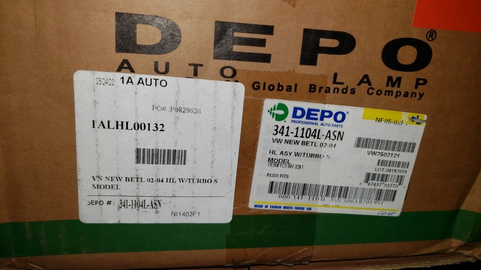 Depo Headlight Assembly for 02-04 Beetle 341-1104L-ASN | eBay