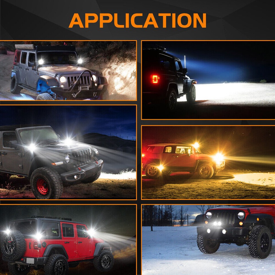 Snow plow 4" Amber Waring LED WORK LIGHT truck tractor headlight ...