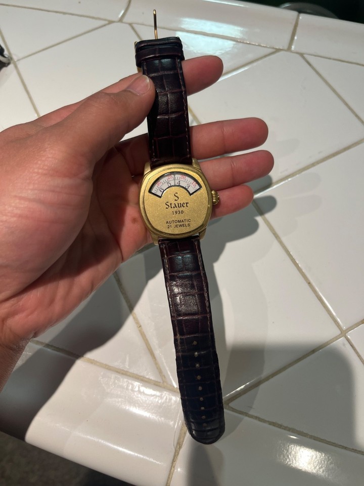 Stauer 1930 Dashtronic Automatic Watch GOLD Colored Alligator Band | eBay