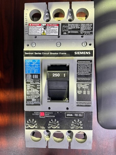 Siemens Sentron Series Circuit Breaker FD63F250 250A 600V 3-Pole Used ...